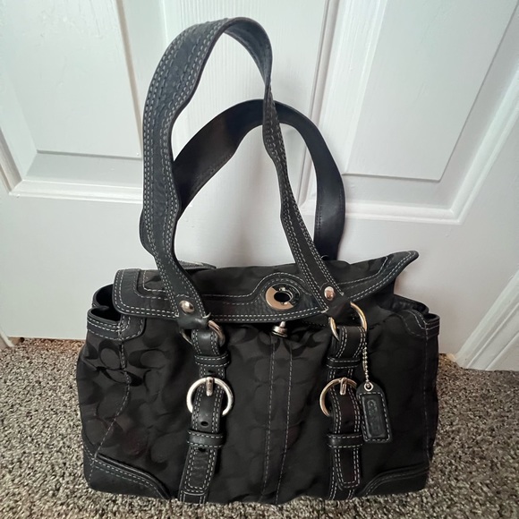 Coach | Bags | Vintage Coach Turn Lock Black Satchel | Poshmark
